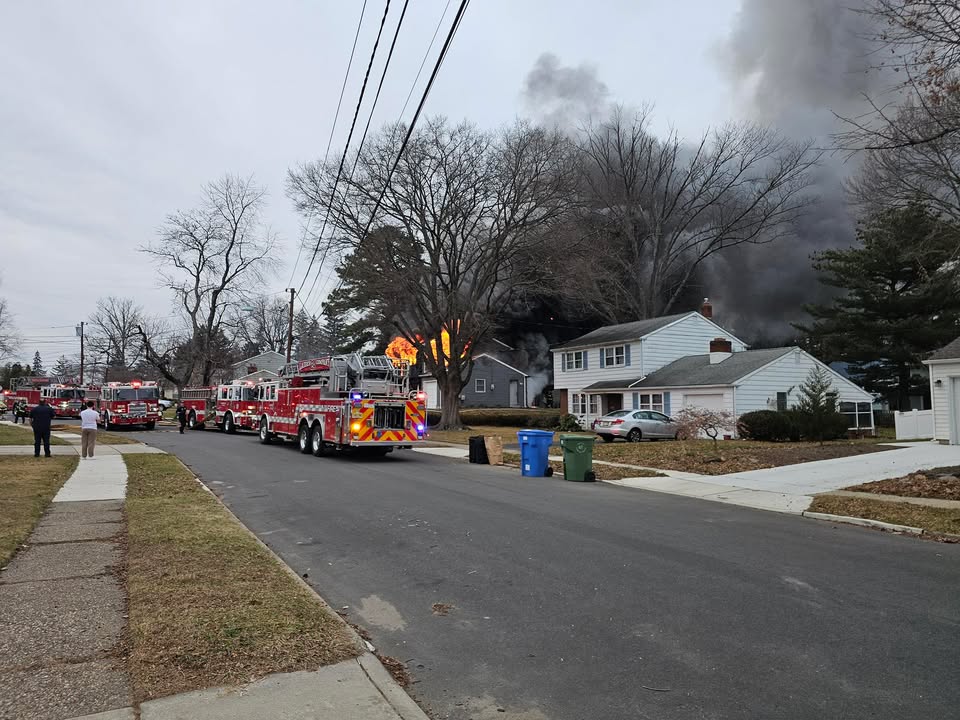 Firefighters battle active house fire on Garfield Avenue in Cherry Hill
